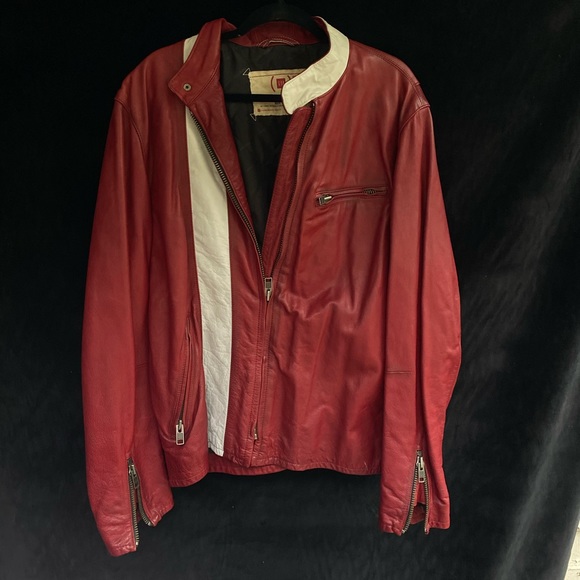 gap red | Jackets & Coats | Mens Red Leather Gap Red Racing Style ...